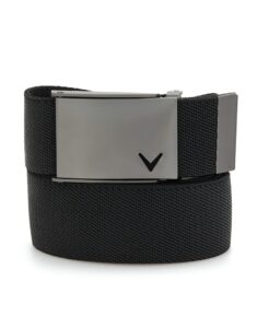 callaway men's v logo golf belt, caviar, one size