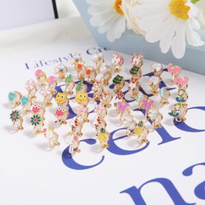 24 Pairs Clip On Earrings For Women Animal Butterfly Flower Colorful Hypoallergenic Non Pierced Fake Earring (#Style 02)