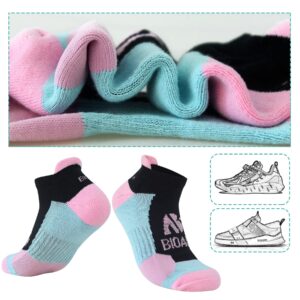 BIOAUM Womens Running Socks Low Cut-6 Pairs Cotton Cushioned Athletic Socks with Tab Arch Support