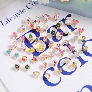 24 Pairs Clip On Earrings For Women Animal Butterfly Flower Colorful Hypoallergenic Non Pierced Fake Earring (#Style 02)