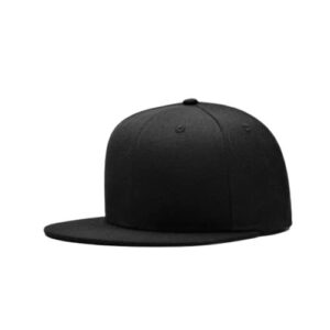 snapback adjustable men's & women solid plain flat brim hat baseball cap hip hop style (black), one size-medium