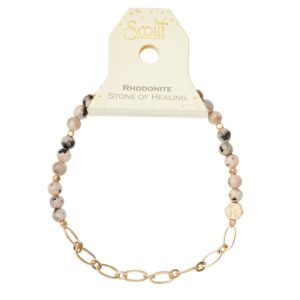 Scout Curated Wears - Mini Stone w/Chain Stacking Bracelet - Rhodonite/Gold