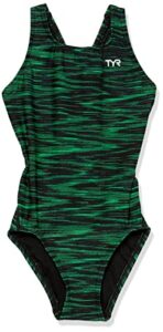 tyr girls' standard durafast elite maxfit swimsuit, green fizzy, 22