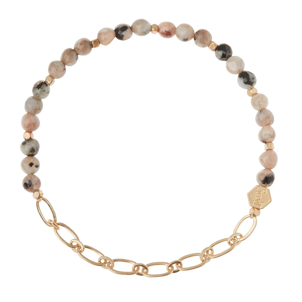 Scout Curated Wears - Mini Stone w/Chain Stacking Bracelet - Rhodonite/Gold