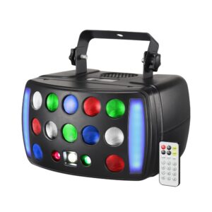 dj light party light, olaalite stage light 4-in-1 with rgbw derby beam, led strobe, red green starry and marquee effect light, perfect for wedding bar club disco party festival stage & dj lighting