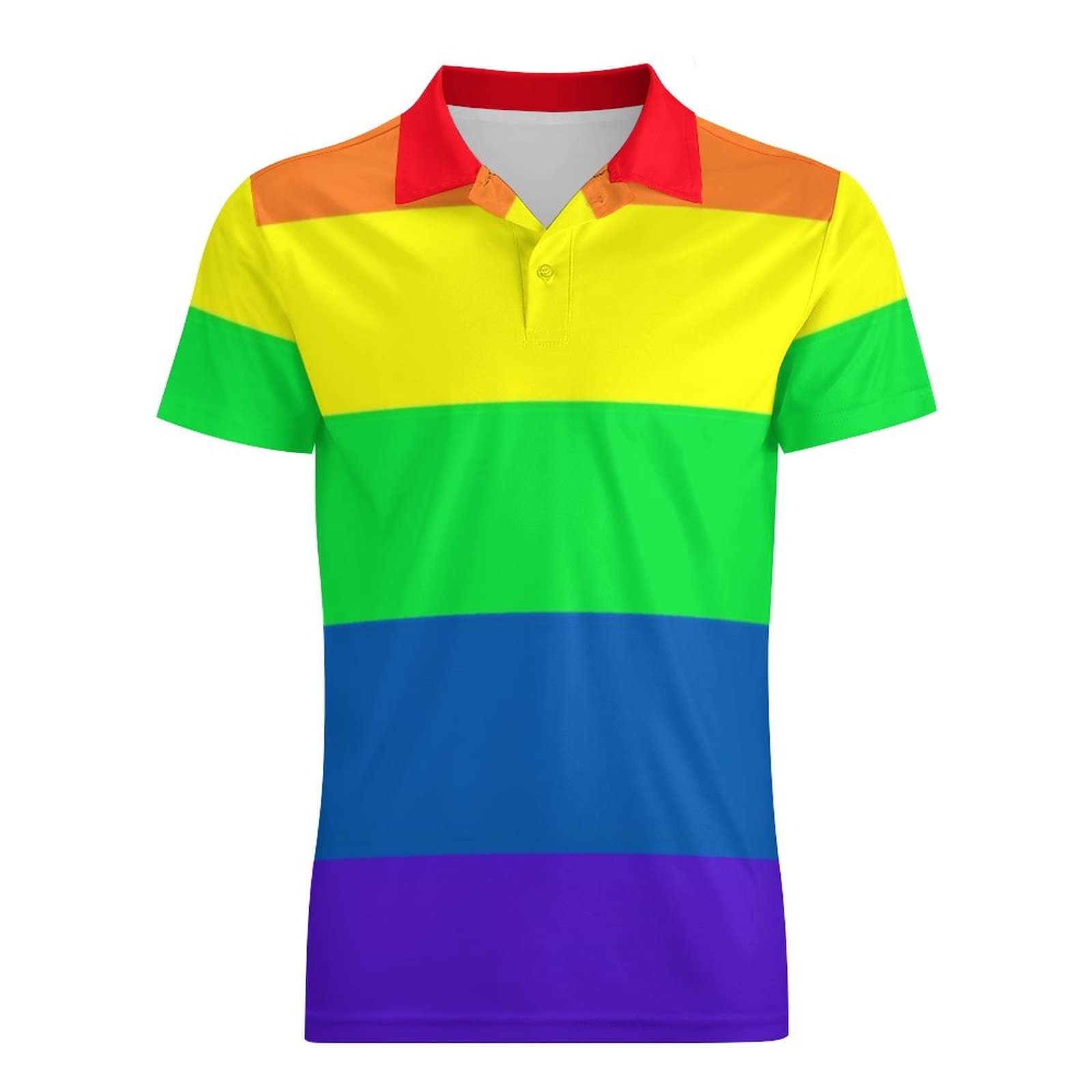 Ykklima Gay Pride LGBT Rainbow Flag Pattern Mens Polo Shirts Short Sleeve Moisture Wicking Fashion Shirt for Men