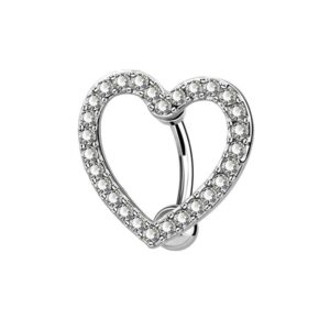 dtja 14g cz love heart belly button ring surgical stainless steel cubic zirconia hypoallergenic navel 5mm round ball barbell stud body piercing jewelry 1 piece