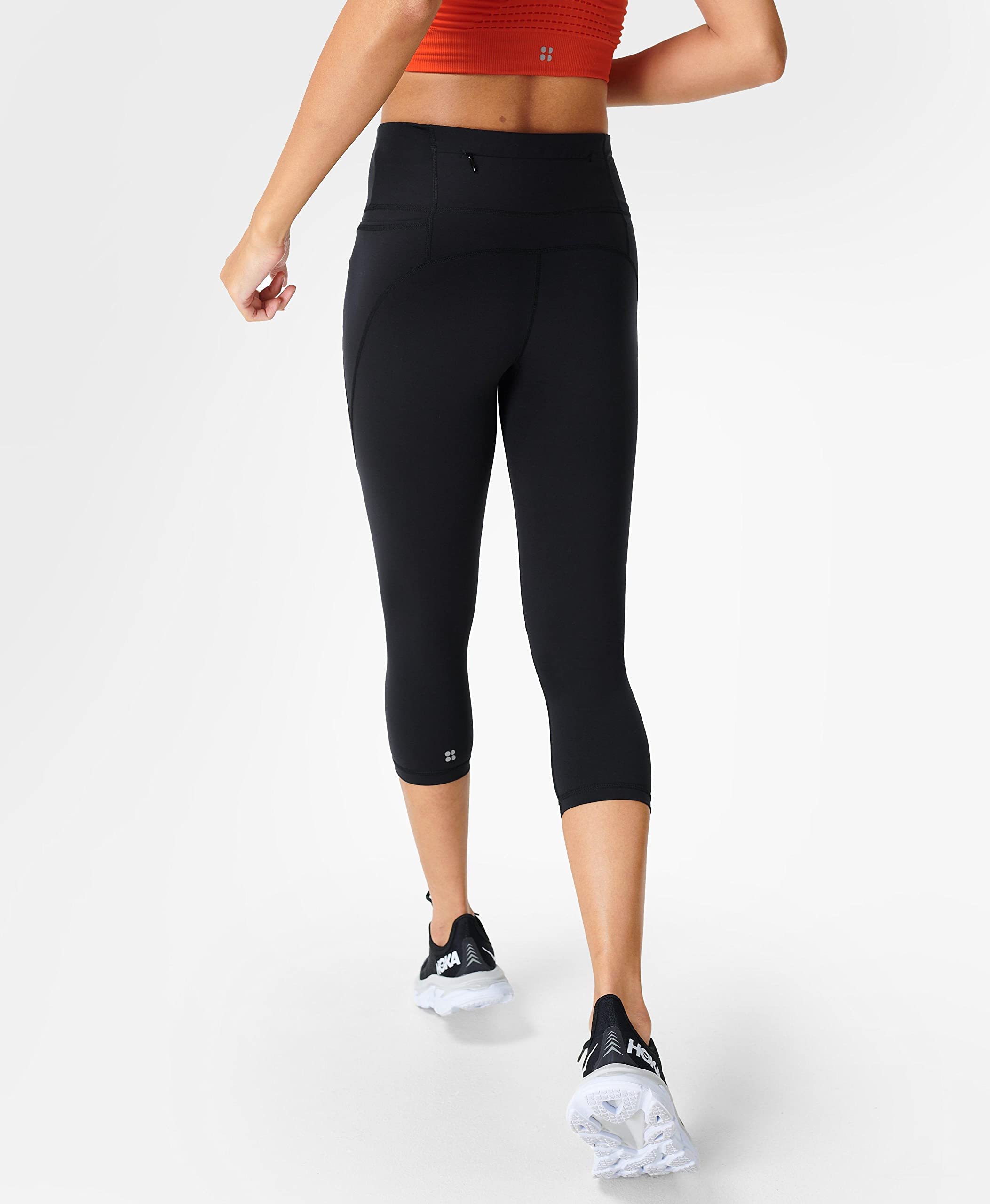 Sweaty Betty Womens Bum Sculpting Power Cropped Workout Leggings with Side and Back Pocket Size S Black