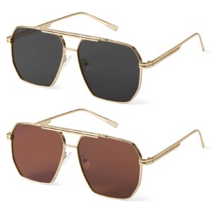 chaoself polarized sunglasses for women men retro oversized sunglasses square classic aviator sunglasses uv protection lens