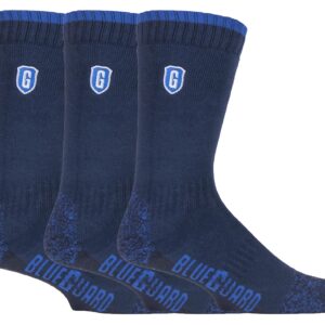 Blueguard - 3 Pack Mens Heavy Duty Cotton Durable Work Socks with Arch Support (13-15, Blue)