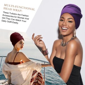 12 Pieces Stretch Jersey Turban Head Wrap Knit Headwraps for Woman Urban Long Hair Scarf Tie Solid Color Breathable Head Band