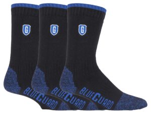 blue guard blueguard - 3 pack mens heavy duty cotton durable work socks with arch support (13-15, black)