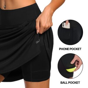 ChinFun 20" Knee Length Skorts Skirts for Women Tennis Athletic Running Golf Skirt with Pockets Black XL