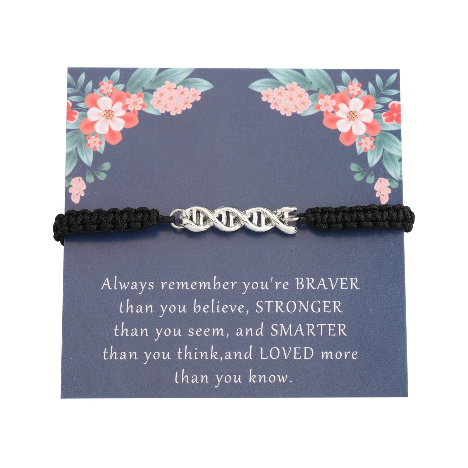 KUIYAI Biology Chemistry Atomic Science Gift Science Student Graduation Gift DNA Gift For Scientist Always Remember Gift (DNAbraceletC-BLK)