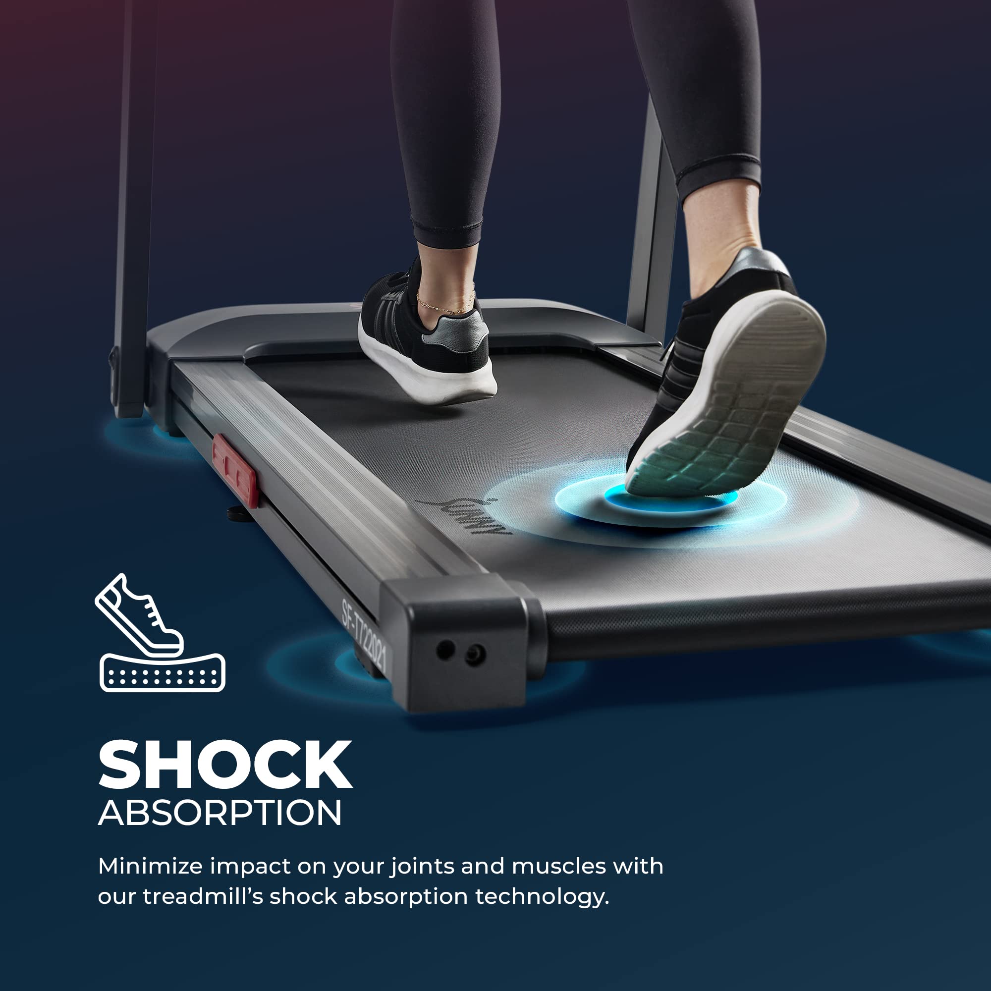 Sunny Health & Fitness Interactive Slim Folding Treadmill with Advanced Brushless Technology, Enhanced Stabilization & Exclusive SunnyFit® App Enhanced Bluetooth Connectivity - SF-T722021