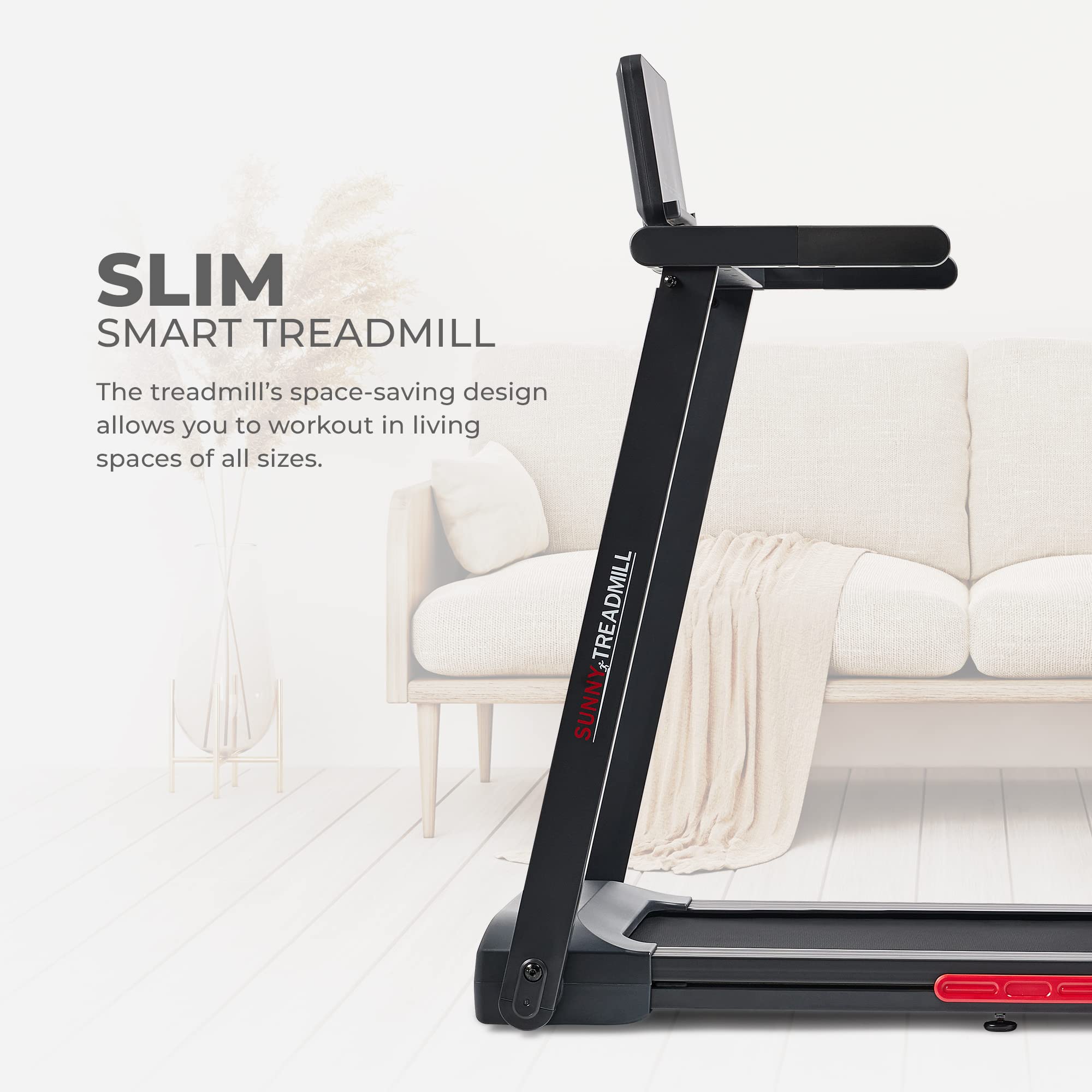 Sunny Health & Fitness Interactive Slim Folding Treadmill with Advanced Brushless Technology, Enhanced Stabilization & Exclusive SunnyFit® App Enhanced Bluetooth Connectivity - SF-T722021