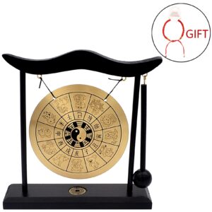 Feng Shui Brass Gong Desktop Zen Art for Fortune + Free Red String Bracelet H1304