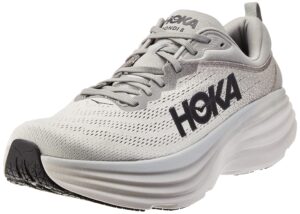 hoka men's bondi 8 sneaker, sharkskin/harbor mist, 9.5