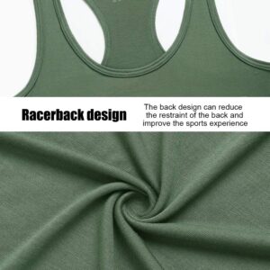 Star Vibe Racerback Workout Compression Tank Tops for Women Scoop-Neck Basic Tanks Yoga Undershirt Sleeveless Exercise Activewear Tops 4 Pack Black/White/Army Green/Black Stripe M