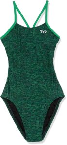 tyr girls' standard durafast elite cutoutfit swimsuit, green lapped, 24