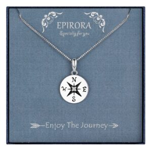 epirora 2024 graduation gifts for her, sterling silver compass necklace for women, high school college class of 2024 graduation inspirational jewelry gifts