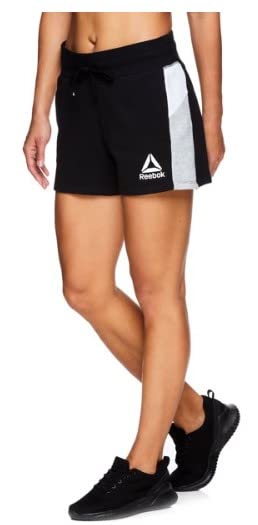 Reebok Women's 3.5" Inseam Running, Relaxing, Journey Color Block French Terry Shorts with Pockets, (Black, XX-Large)