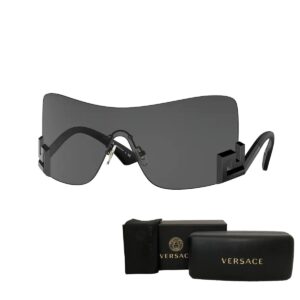 Versace VE2240 40MM 125687 Grey/Dark Grey Shield Sunglasses for Women + BUNDLE With Designer iWear Eyewear Kit