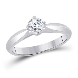 the diamond deal 14kt white gold round diamond solitaire bridal wedding engagement ring 1/2 cttw