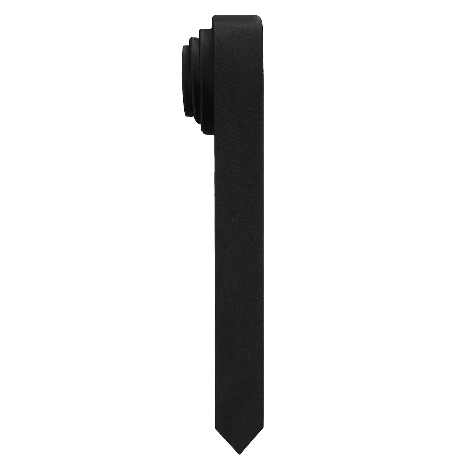 PenSee Men's Black Ties Thin Solid Pure Color 1.58" (4CM) Plain Slim Necktie Skinny Ties For Men