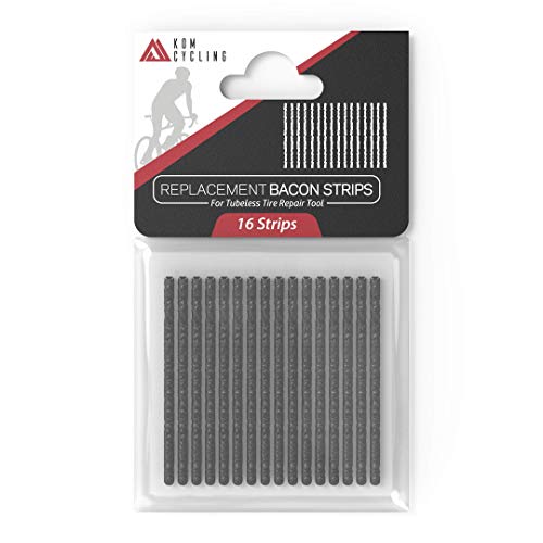 KOM Cycling Tubeless Tire Repair Kit for Bikes 8 Colors! Fixes Mountain Bike and Road Bicycle Tire Punctures Tubeless Tire Repair Tool Replacement Bacon Strips Bundle