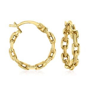 rs pure by ross-simons 14kt yellow gold paper clip link hoop earrings