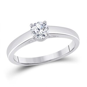 the diamond deal 14kt white gold round diamond solitaire bridal wedding engagement ring 1/2 cttw