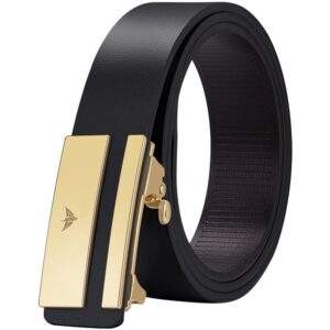 vannanba belt men leather ratchet business casual, dress slide belt for men automatic buckle，with gift box