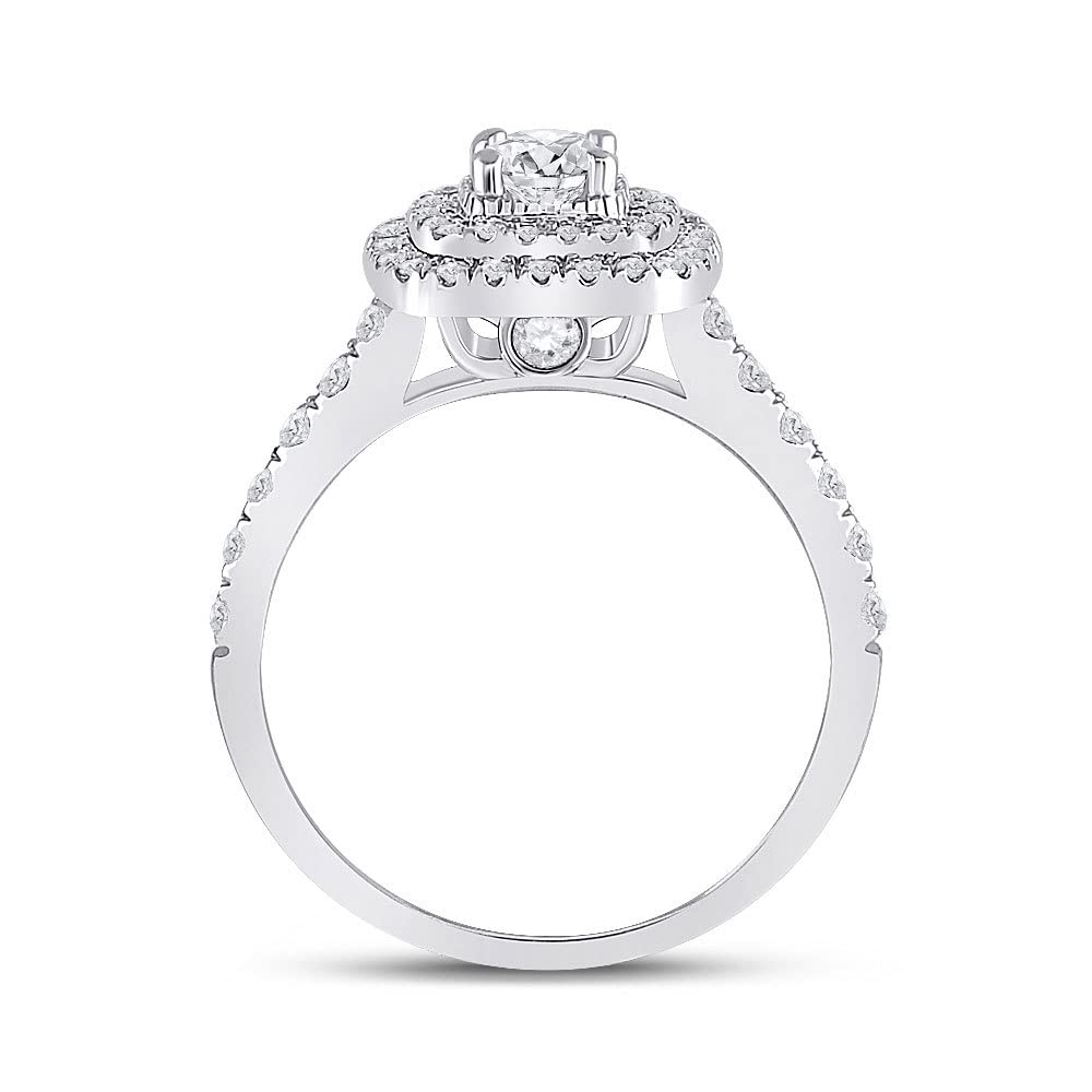 The Diamond Deal 14kt White Gold Round Diamond Halo Bridal Wedding Engagement Ring 1 Cttw