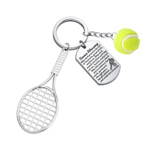 ujims tennis ball keychain with tennis racket tennis players gift tennis gift for tennis lovers coach tennis teams gifts (tennis racket keychain)