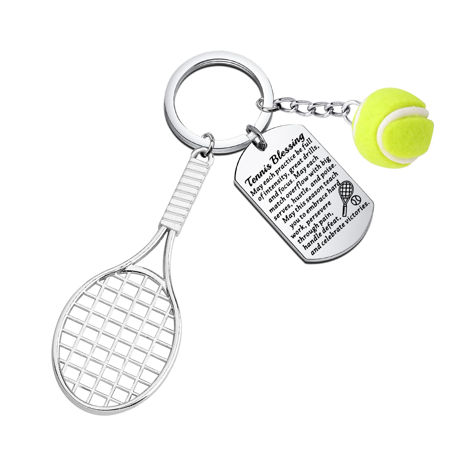 UJIMS Tennis Ball Keychain with Tennis Racket Tennis Players Gift Tennis Gift for Tennis Lovers Coach Tennis Teams Gifts (Tennis Racket Keychain)