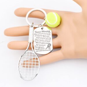 UJIMS Tennis Ball Keychain with Tennis Racket Tennis Players Gift Tennis Gift for Tennis Lovers Coach Tennis Teams Gifts (Tennis Racket Keychain)