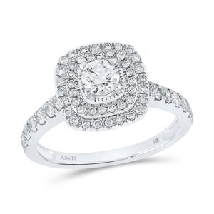 the diamond deal 14kt white gold round diamond halo bridal wedding engagement ring 1 cttw