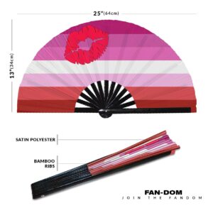 Pride Flag LGBTQA Hand Fan Hijira Intersex Progress Lipstick Lesbian Maverique Neutrois Pangender Pocket Gender Rubber Trigender Two-Spirit Pride Fan (Lipstick Lesbian Flag)