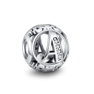 tizu 925 sterling silver letter a charms for pandora bracelets alphabet initial beads charms jewelry gift for women