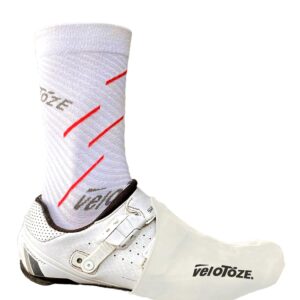 veloToze Silicone Toe Cover - Keeps feet Warm While Bike Riding in Cool, Spring Weather - for Men and Women White One Size