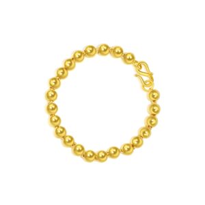 chow sang sang 999.9 24k solid gold price-by-weight gold beaded bracelet for women 09464b (approx. 1tael (~37.42g), 7.4", (19 cm))