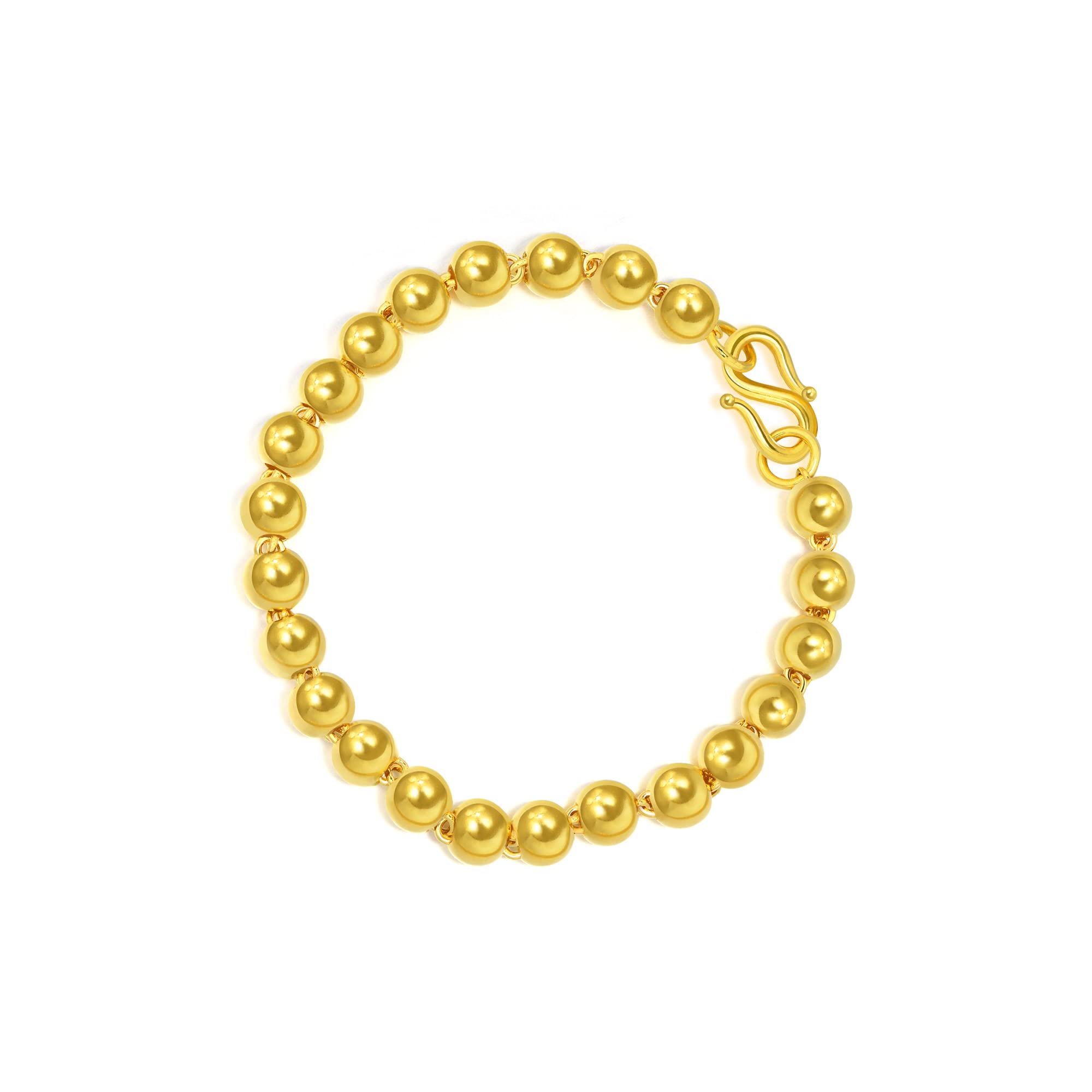 CHOW SANG SANG 999.9 24K Solid Gold Price-by-Weight Gold Beaded Bracelet for Women 09464B (Approx. 1tael (~37.42g), 7.4", (19 CM))