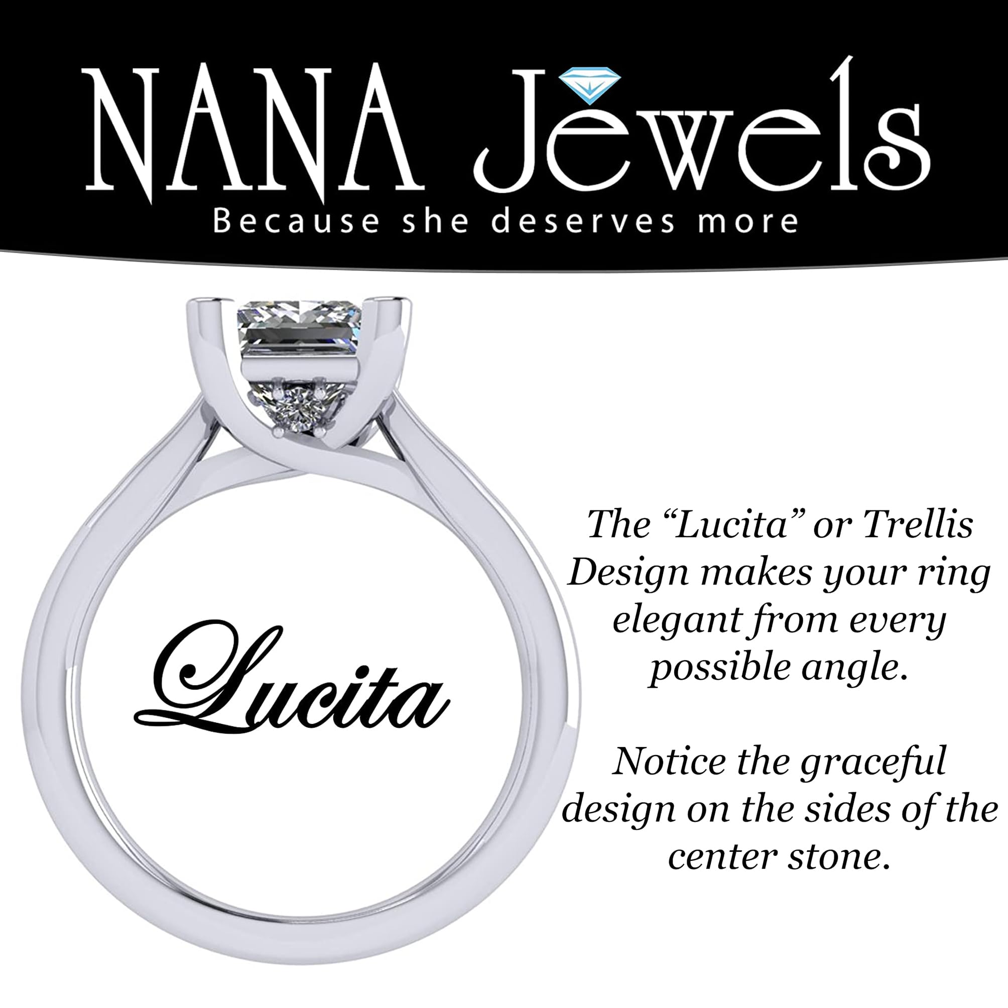 NANA Jewels 1.50ct Round Cut Lucita Solitaire Simulated Diamond Wedding Engagement Ring 14K Gold - 7.5mm - Size 6