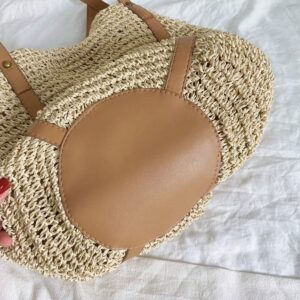 Straw Bag for Women Large Handwoven Bucket Tote with Tassel Slouchy Purse Summer Beach Handbag Wicker Rattan Round Woven Boho Shoulder