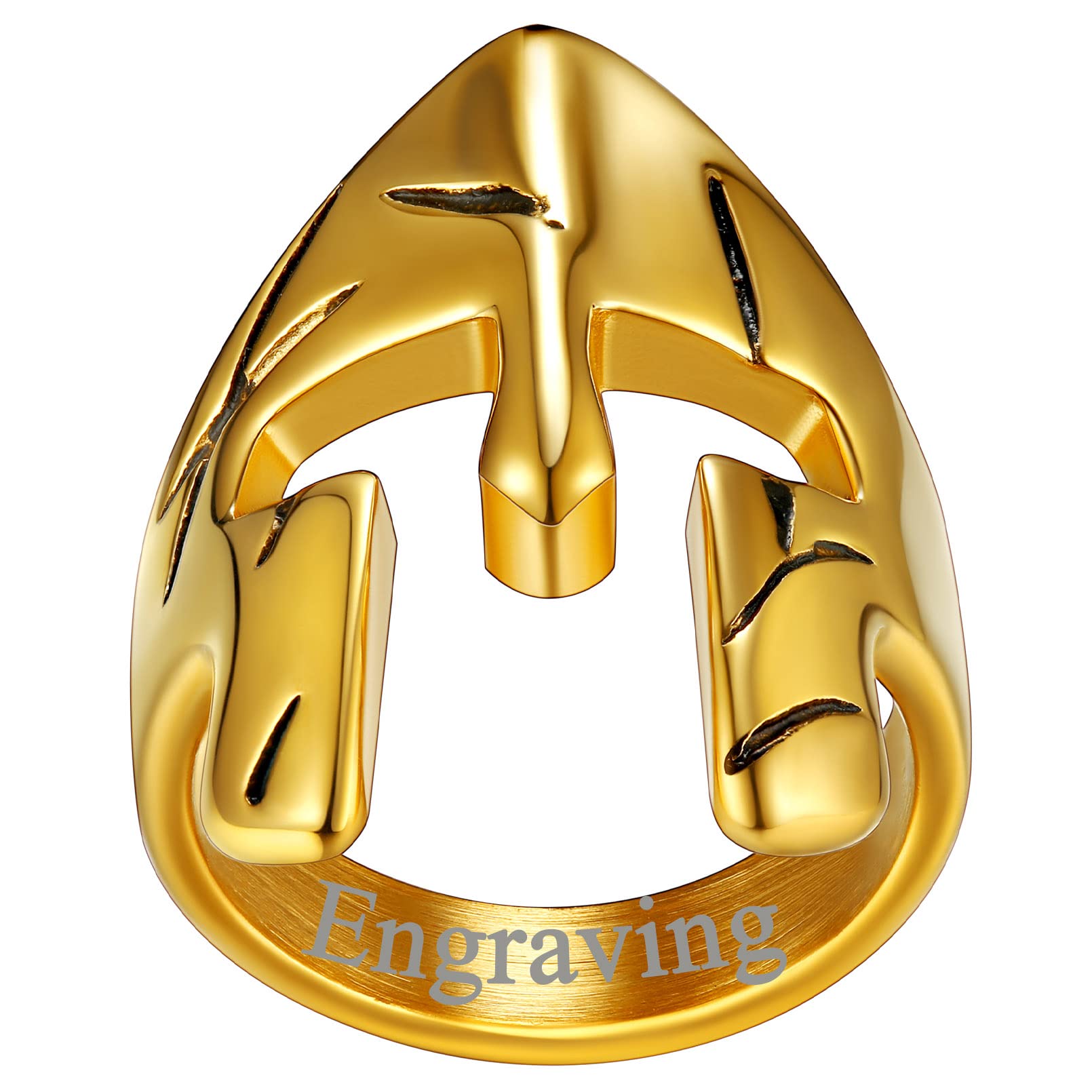 FaithHeart Personalized Custom Women Stacking Rings Retro Spartan Mask Design Biker Ring for Male Size 10