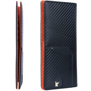 alldaily bifold long slim wallets for men, leather rfid blocking credit card holder with id window