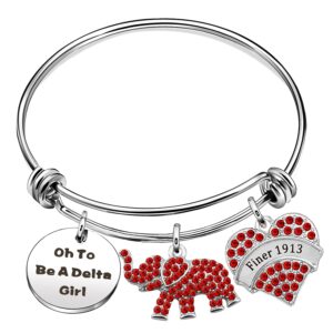 1913 sorority bracelet for women greek sorority paraphernalia gift red elephant charm bracelet sisterhood graduation jewelry (oh elephant)