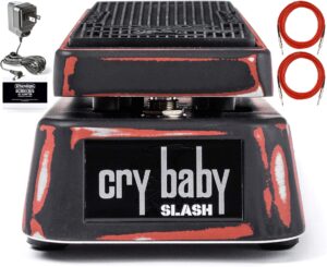 briskdrop dunlop sc95 slash cry baby classic wah pedal bundle with 2 instrument cables and dunlop ecb003 power supply, blue (sc95redbundle)