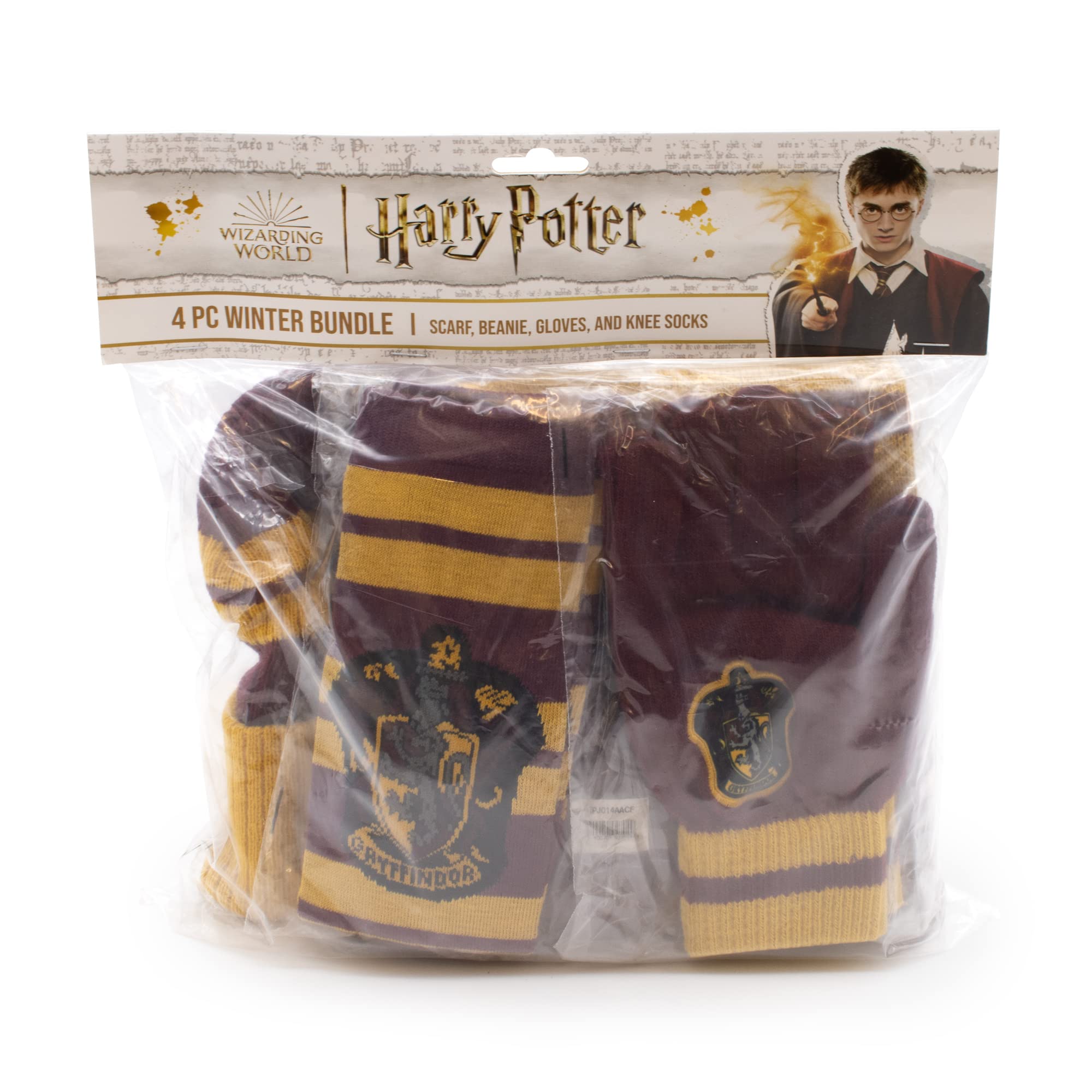 Culturefly Harry Potter Gryffindor Premium 4pc Winter Bundle- Scarf, Gloves, Beanie, Socks One Size Fits Most